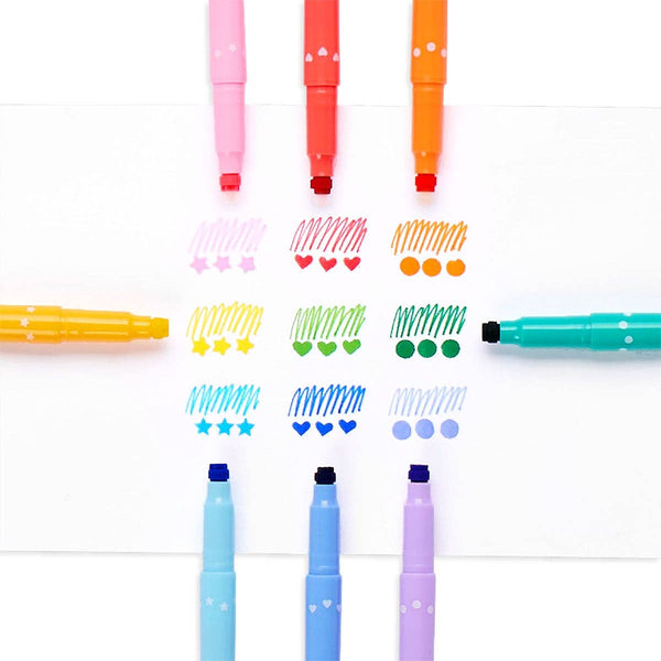 Confetti Stamp Double-Ended Markers - Set of 9 - Frankfort Candle Company